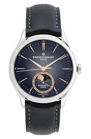Baume & Mercier Clifton Automatic Moon Phase Bracelet Watch - Lacquered Gray