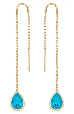 Ettika Chain-link Threader Earrings - Aqua