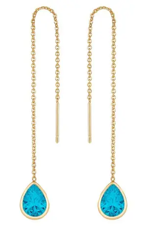 Ettika Chain-link Threader Earrings - Aqua
