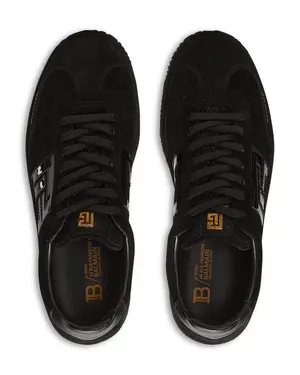 Balmain Swan Suede & Patent Leather Sneaker - Black