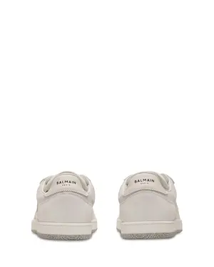 Balmain Swan Suede & Patent Leather Sneaker - White
