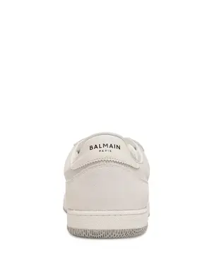 Balmain Swan Suede & Patent Leather Sneaker - White