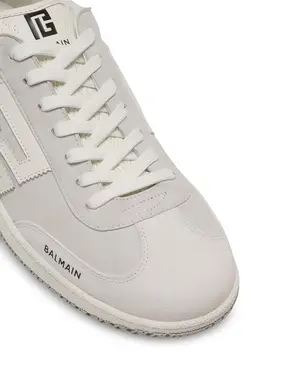 Balmain Swan Suede & Patent Leather Sneaker - White