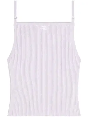 COURREGES Logo-embroidered Ribbed Tank Top