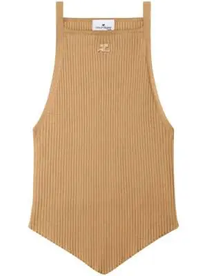COURREGES Pointy Rib-knit Tank Top - Neutrals