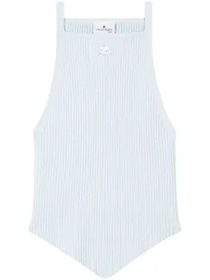 COURREGES Pointy Rib-knit Tank Top - Blue