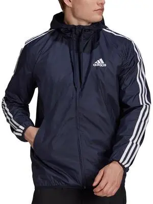 Adidas Mens Logo Hooded Windbreaker Jacket - Multi