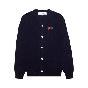 Play Comme Des Garcon Double Heart Cardigan - Blue