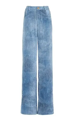 Brandon Maxwell The Reid Velvet Denim Straight-leg Pants - Medium Wash