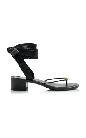 THE ROW Cord Tie-up Leather Sandals - Black