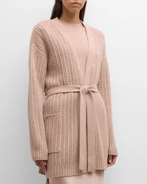 Max Mara Max Mara Balzac Wool-Cashmere Ribbed Cardigan - Powder