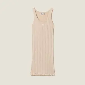 Miu Miu Cotton Ribbed Knit Dress
