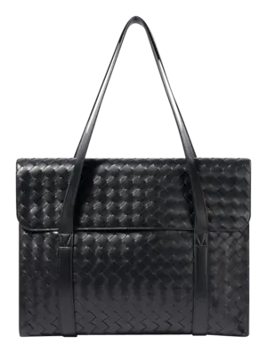 Bottega Veneta Intrecciato Leather Portfolio Bag - Black