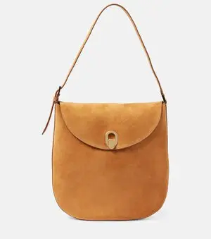 Savette Tondo Large Suede Shoulder Bag - Brown