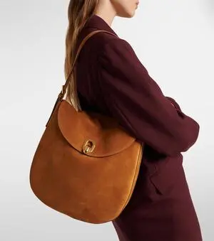 Savette Tondo Large Suede Shoulder Bag - Brown