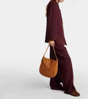 Savette Tondo Large Suede Shoulder Bag - Brown