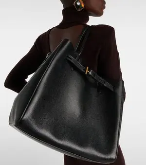 TOM FORD Tara Large Grained Leather Tote Bag - Black