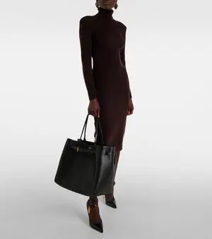TOM FORD Tara Large Grained Leather Tote Bag - Black