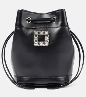 ROGER VIVIER Tres Vivier Leather Bucket Bag - Black