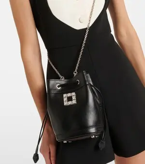 ROGER VIVIER Tres Vivier Leather Bucket Bag