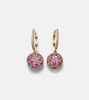 ROXANNE FIRST Bauble 14kt Gold Earrings With Diamonds And Sapphires - Multicoloured