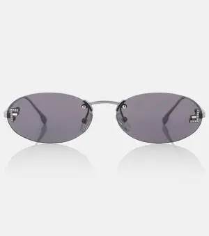 Fendi Fendi First Crystal Oval Sunglasses Black