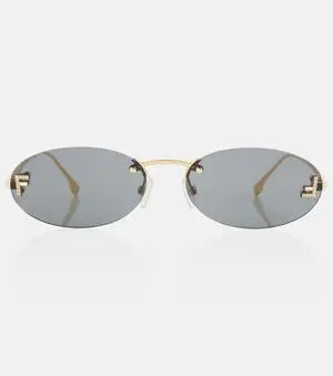 Fendi Fendi First Crystal Oval Sunglasses Black