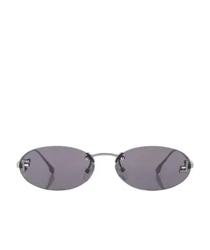 Fendi Fendi First Crystal Oval Sunglasses Black