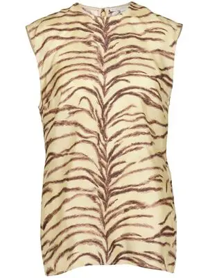 Stella McCartney Tiger-print Silk Top - Neutrals