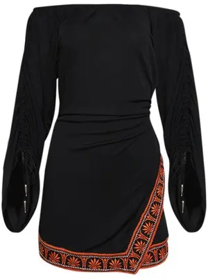 Rabanne Contrast Trimming Off-the-shoulder Minidress - Black