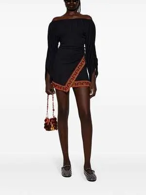Rabanne Contrast Trimming Off-the-shoulder Minidress - Black