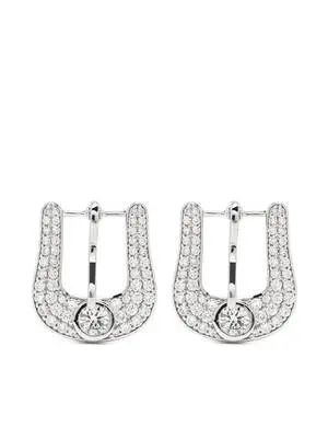 ROSES METALS 14kt White Gold Diamond Buckle Earrings - Silver