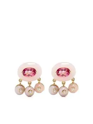 SAUER 18kt Yellow Diamonds And Tourmaline Earrings - Gold