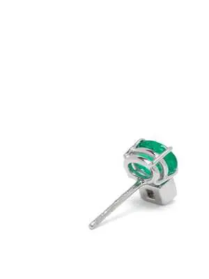 SAUER 18kt White Gold Agnes Diamond And Emerald Earrings