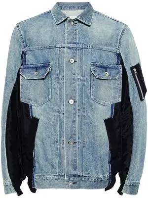 Sacai Panelled Denim Jacket - Blue