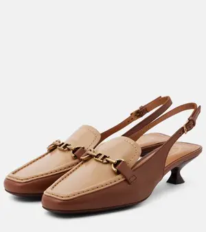 TOD'S Leather Slingback Pumps - Brown