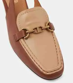 TOD'S Leather Slingback Pumps - Brown