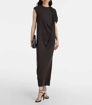 Stella McCartney Draped Wool Maxi Dress - Brown