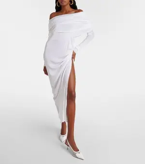 Alaïa Off-shoulder Ruched Maxi Dress