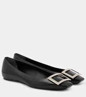 ROGER VIVIER Trompette Patent Leather Ballet Flats - Black