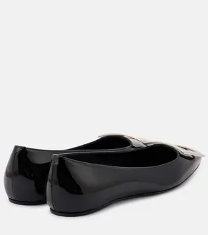 ROGER VIVIER Trompette Patent Leather Ballet Flats - Black