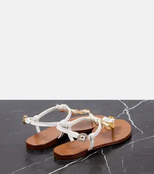 Dolce & Gabbana Embellished Leather Thong Sandals