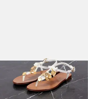 Dolce & Gabbana Embellished Leather Thong Sandals