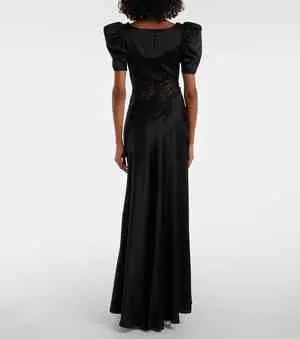 RODARTE Lace-trimmed Silk Gown - Black