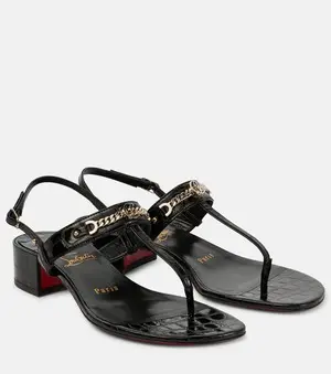 Croc-effect Patent Leather Sandals