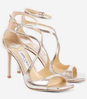 JIMMY CHOO Azia 95 Leather Sandals - Silver