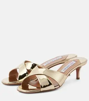 AQUAZZURA Divine 50 Mirrored Leather Mules