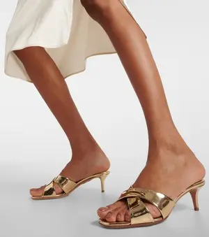 AQUAZZURA Divine 50 Mirrored Leather Mules