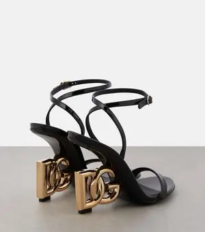 Dolce & Gabbana Keira Logo Patent Leather Sandals - Black