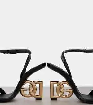 Dolce & Gabbana Keira Logo Patent Leather Sandals - Black